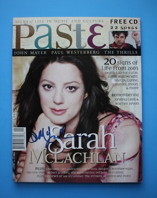 Autographed Hand Signed Sarah McLachlan Paste Magazine Issue #7 Dec03 ...