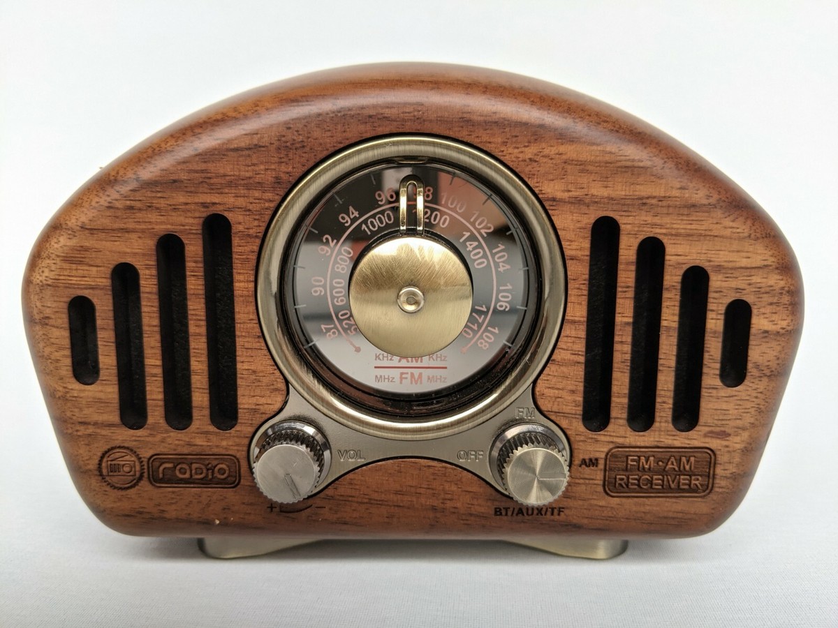 Vintage Style Radio Retro Antique Wood Walnut Full Range Sangean