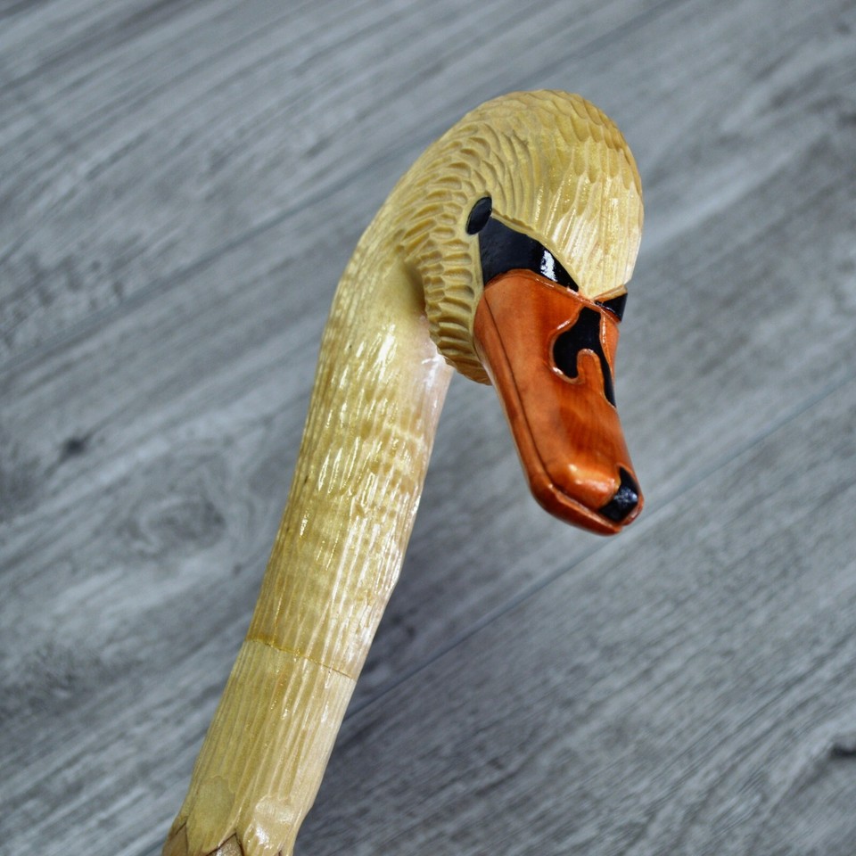 Cane Walking Stick Wooden carved Handmade - Swan | eBay