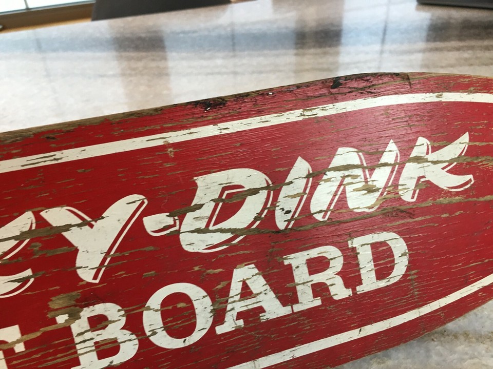 Rinky-Dink Surf Board Vintage Wood Wooden Steel Wheels Skateboard Skate ...