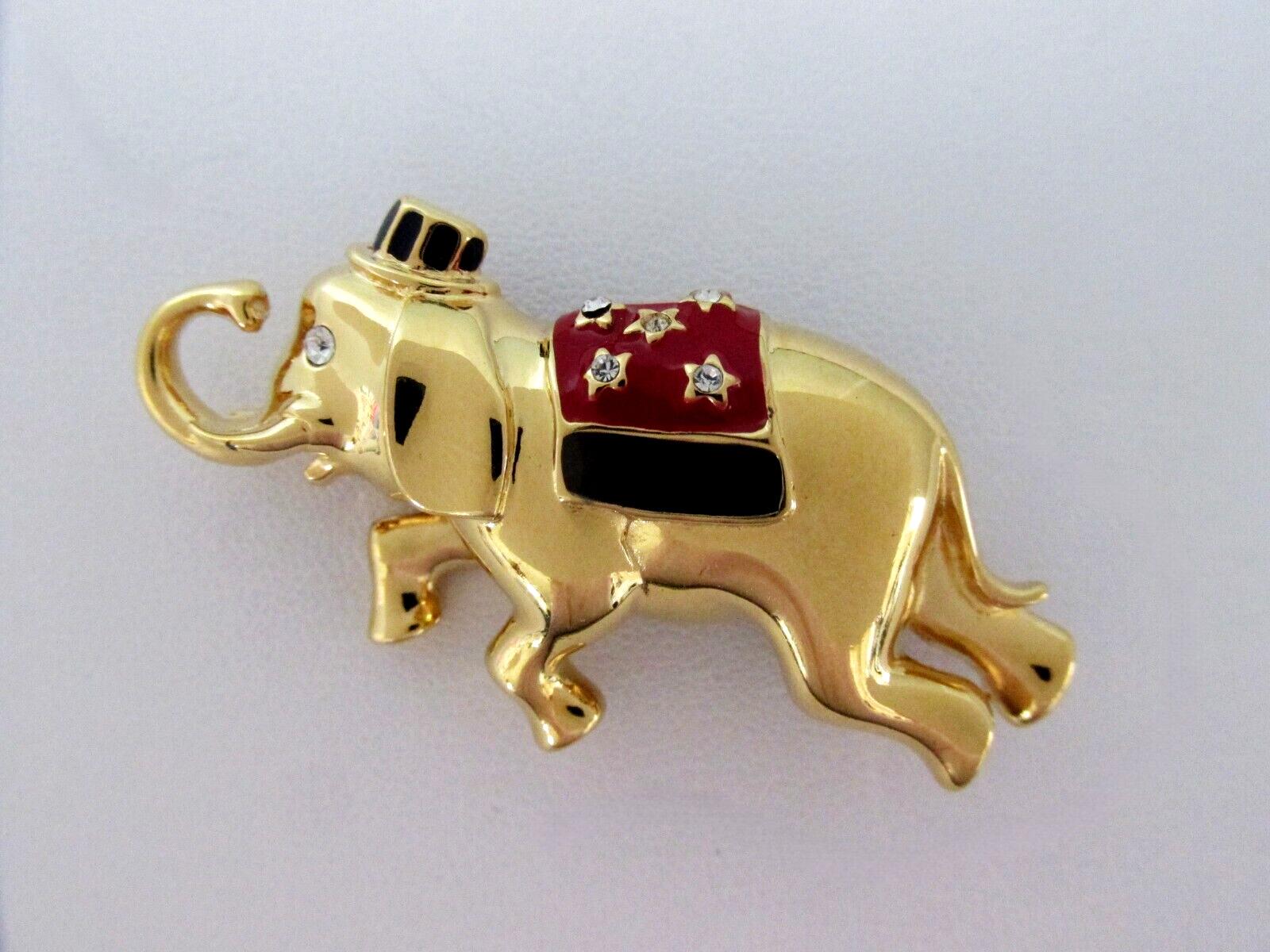 Vintage Monet Republican Elephant Gold Plated Patriot… - Gem