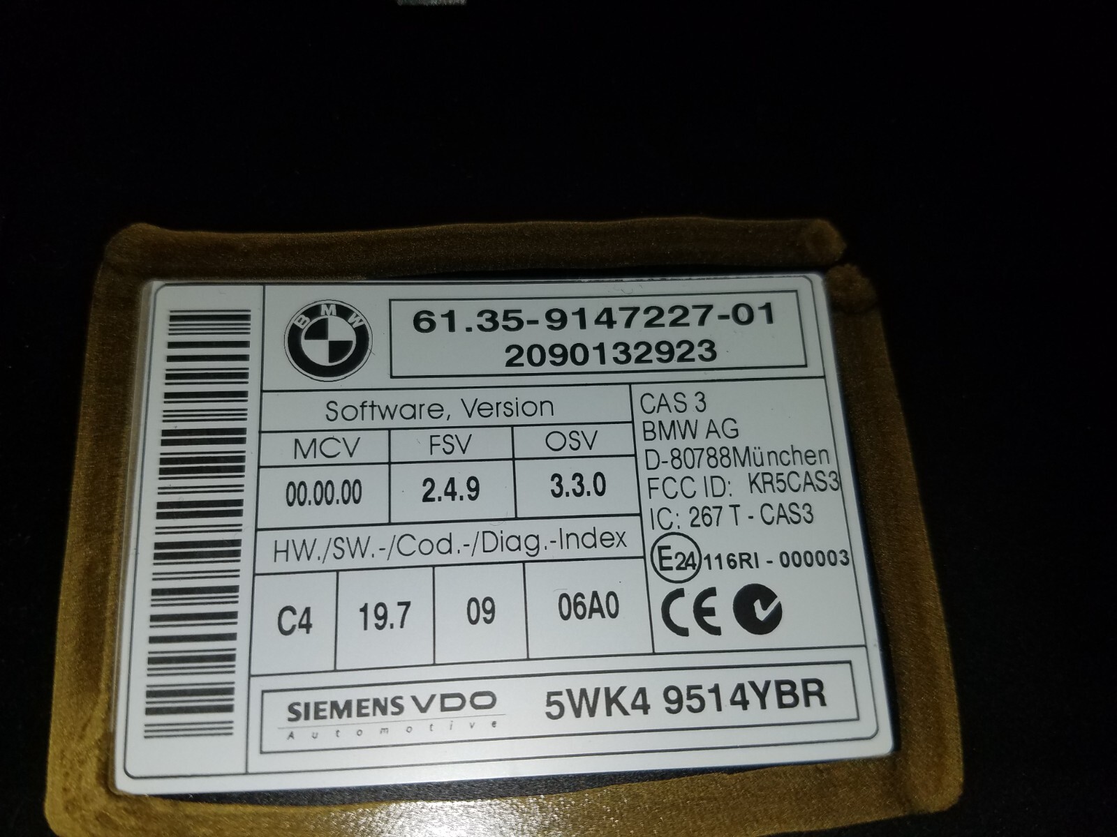2007 TO 2011 BMW 328i E90 ECU DME ENGINE COMPUTER CAS 3 MODULE KEY ...