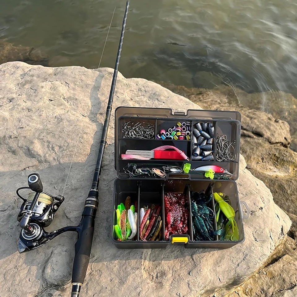 Waterproof Plastic Double Layers for Fishing Tackle Box Lures Bait ...