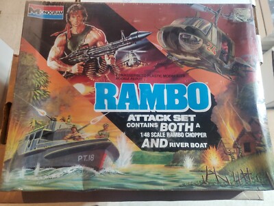 New Vintage 1985 Rambo 1/48 Attack Set- Copper and River Boat New ...
