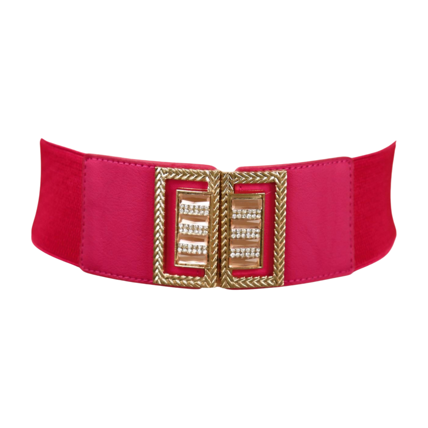 Women Pink Elastic Fashion Belt Gold Bling Square Buckle S M | eBay