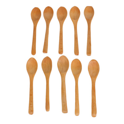 10pcs Natural Bamboo Spoon Small Wooden Spoon for Seasoning Dessert Ice ...