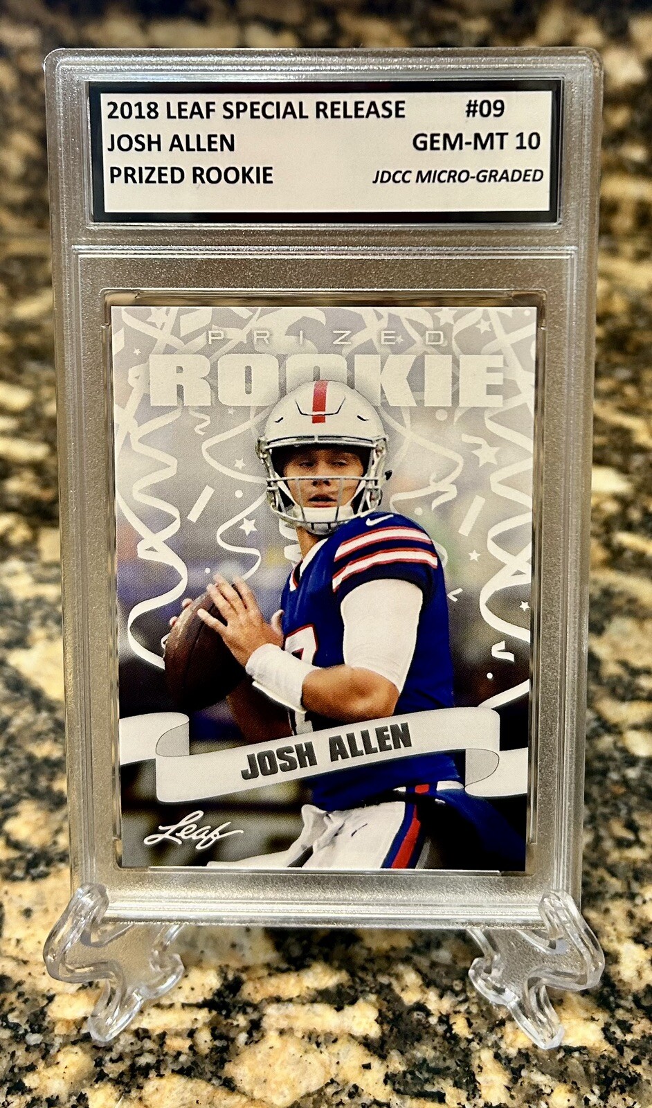 JOSH ALLEN 2018 LEAF PRIZED ROOKIE #09 GRADED GEM-MINT 10 ROOKIE CARD ...