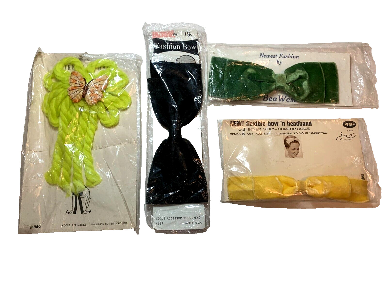 Vintage 60s/70s Big Hair Streamer Yarn Velvet Bows Ov… - Gem