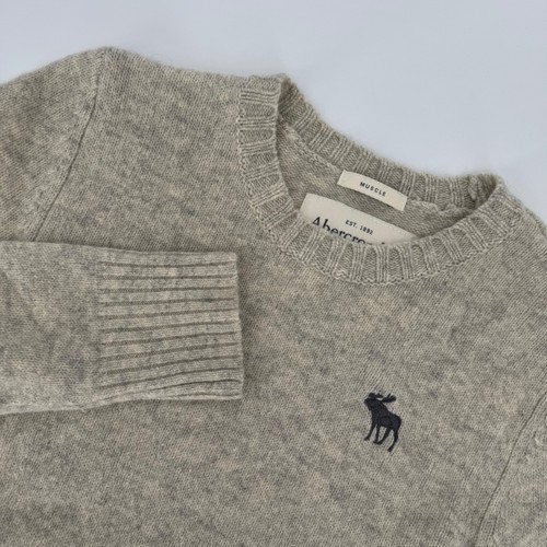 Abercrombie & Fitch Men's Wool Crewneck Sweater S Gray Moose Logo ...