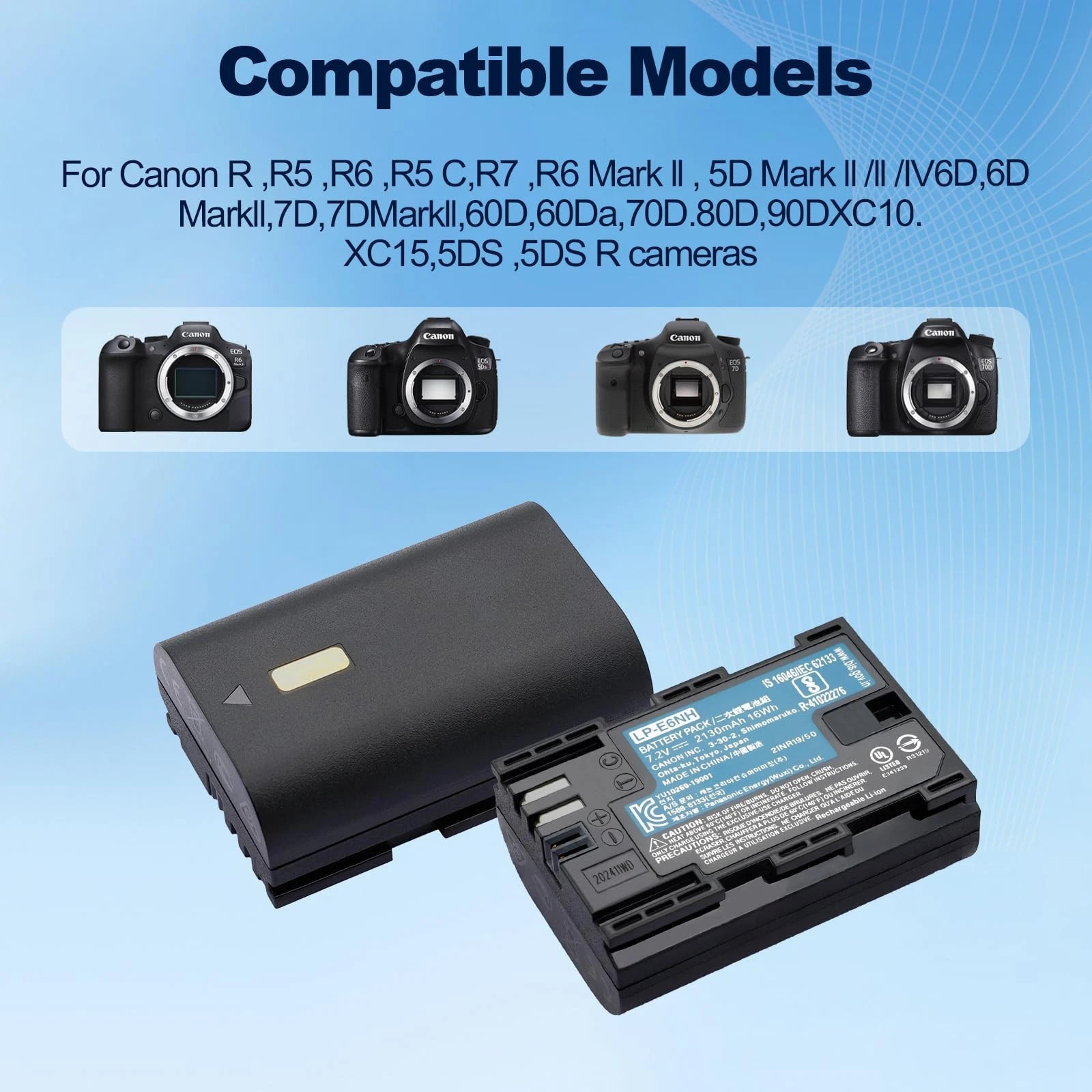 LP-E6 Battery For Canon EOS R5 R6 R7 R5II R6II 5DIV 6DII 90D 80D 70D ...
