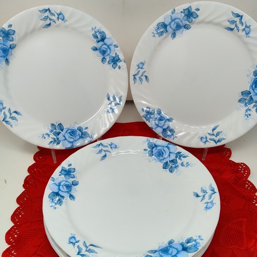 8X Corelle Blue Velvet Roses SWIRL Dinner plates 10" | eBay
