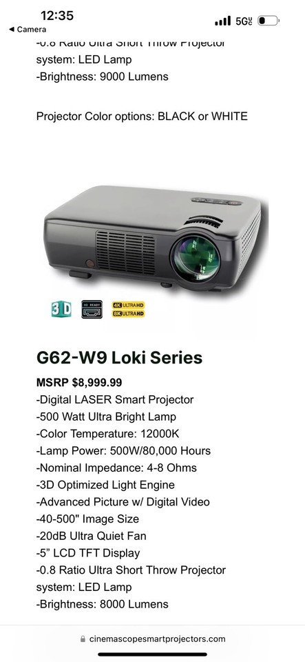 cinemascope projectors G62-W9 Smart Tv laser projector | eBay
