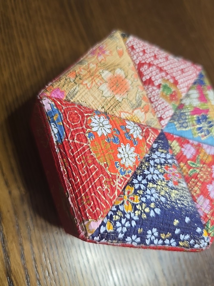 Japanese Origami Patchwork Style Hexagon Paper Trinket Box 4" | eBay
