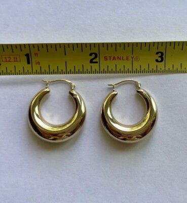 Signed SLC 14K Yellow Gold 7/8” Polished Hoop Earrings | eBay