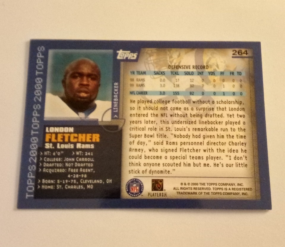 2000 Topps In-Person Autograph London Fletcher St. Louis Rams | eBay