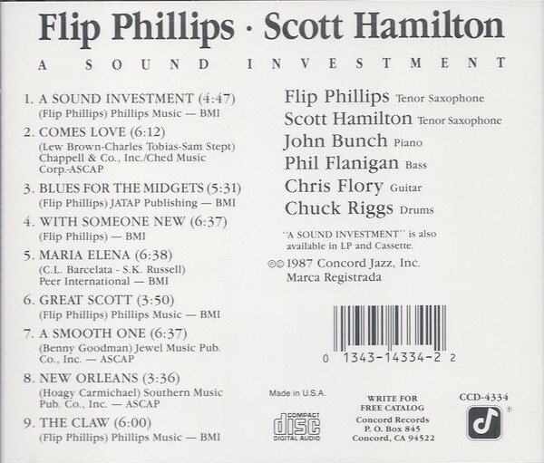 Flip Phillips & Scott Hamilton – A Sound Investment (Concord CD) | eBay