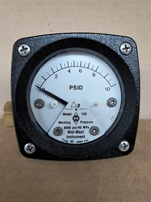 Mid-West 120AA-00-OO, Differential Pressure Indicator, 0-10 PSID | eBay