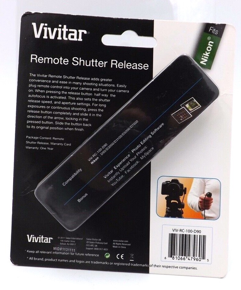 Vivitar Remote Shutter Release for Nikon D90/ D3100/ D5000 | eBay