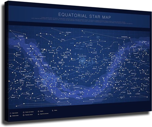 Highly detailed equatorial star map - constellations with names Poster ...