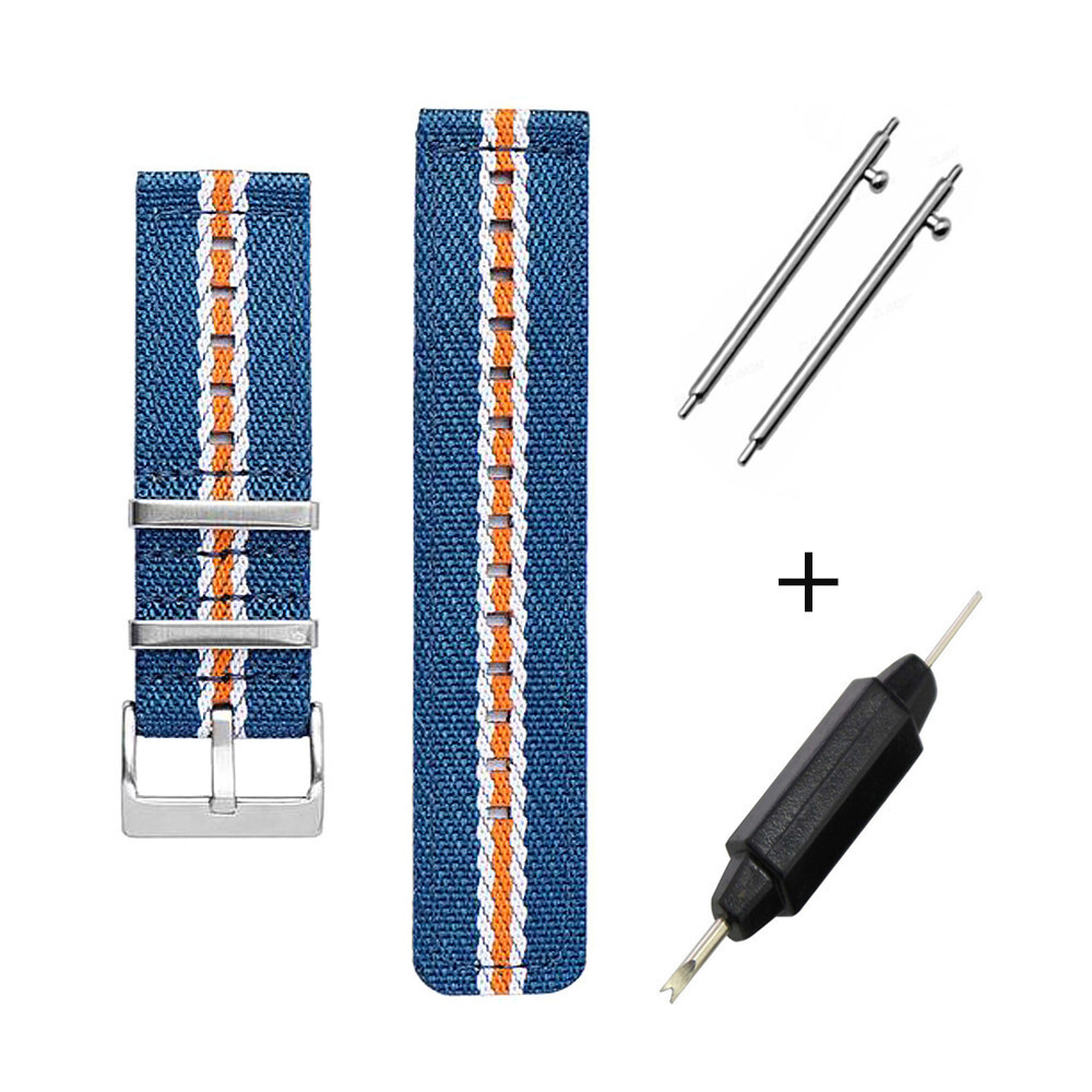 Two-Piece Nylon Watch Strap Band With Stainless Steel Buckle 18mm 20mm ...