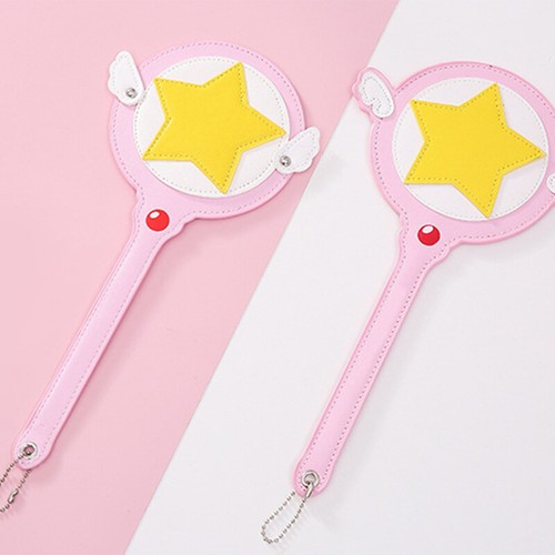 Kawaii Magic Stick Toy Card Case Bus Card Holder Pink Cute Leather Card ...