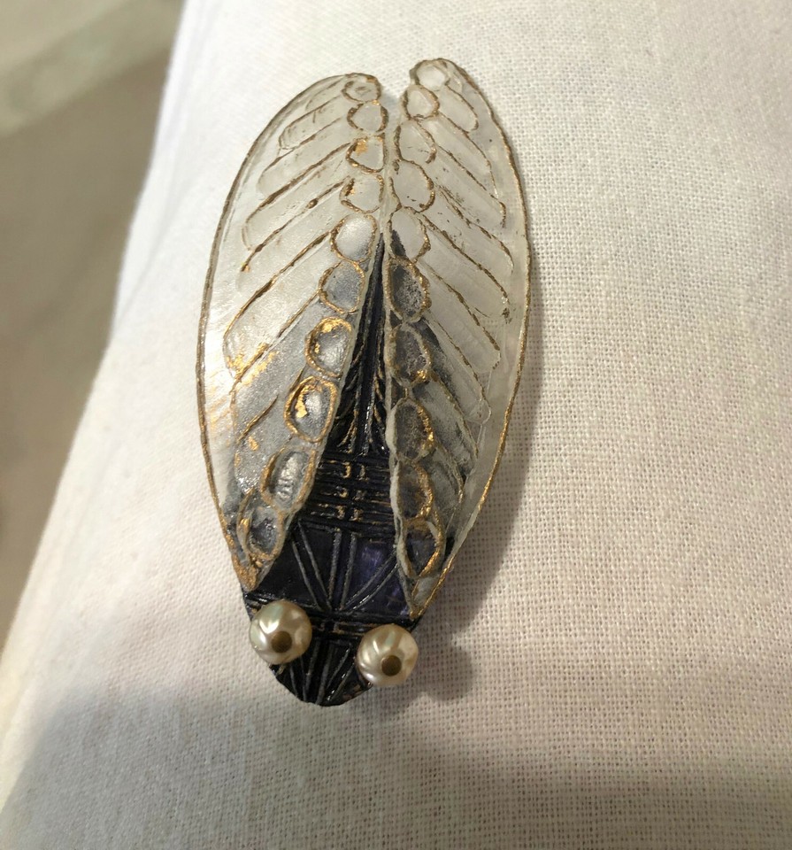 Pin CILEA rose haylland PARIS cicada pin good luck bug black gold ...