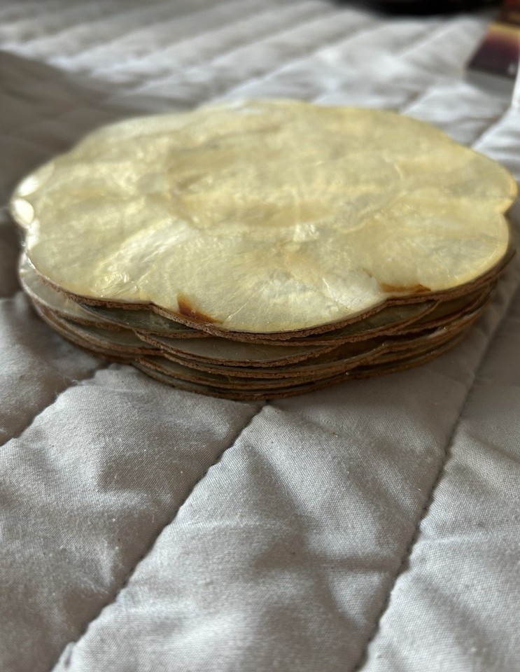 Set Of Six (6) Natural Capiz Shell Translucent Coasters Tesoro’s ...
