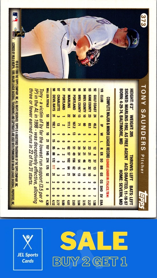 1999 Topps #373 Tony Saunders | eBay