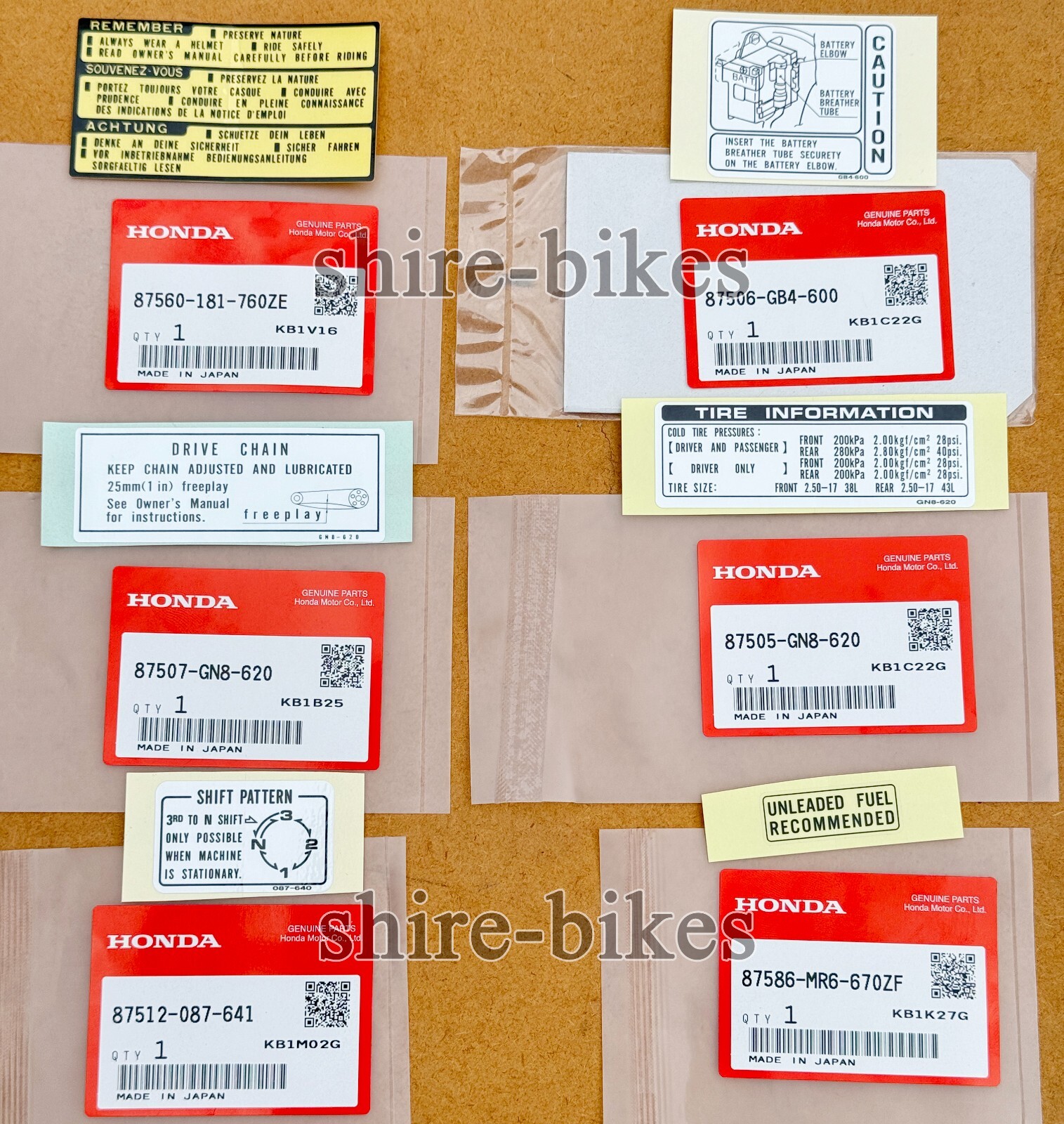 NEW GENUINE Honda Warning Stickers (Set of 6) suitable for use with Cub ...