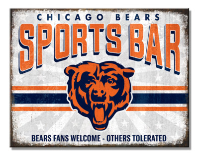 CHICAGO BEARS SPORTS BAR Poster-Style Distressed Metal Sign #5 - NEW | eBay