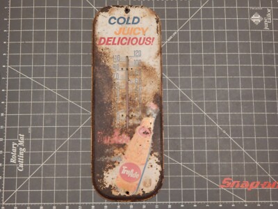 Vintage TruAde Soda Thermometer Metal Advertising Tru Ade Orange Cold ...