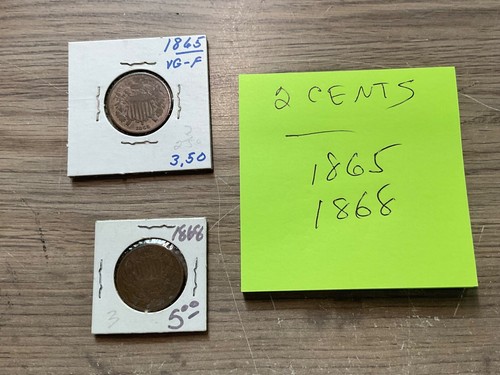 1865 / 1868 - 2 CENT PIECES / HIGH GRADE ON THE 1865 / GREAT TYPE COINS ...