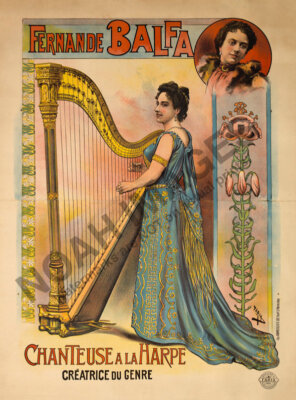 Balfa vintage Harpe Harpist theater ad poster 16x20 | eBay