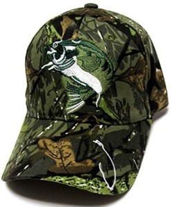 Largemouth Bass Fishing Fish Hook Camo Hat Cap Adult Men's Adjustable ...