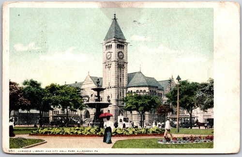 1909 Carnegie Library And City Hall Park Allegheny Pennsylvania Posted ...