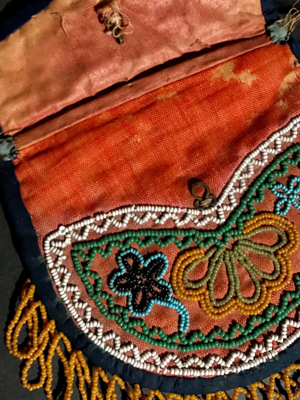 AWESOME 19th C SENECA / MICMAC BEADED BAG,INCREDIBLE SEED BEAD DESIGN ...