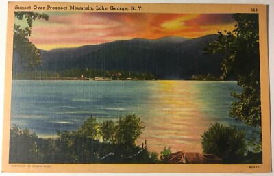 Sunset Over Prospect Mountain Lake George NY Postcard | eBay