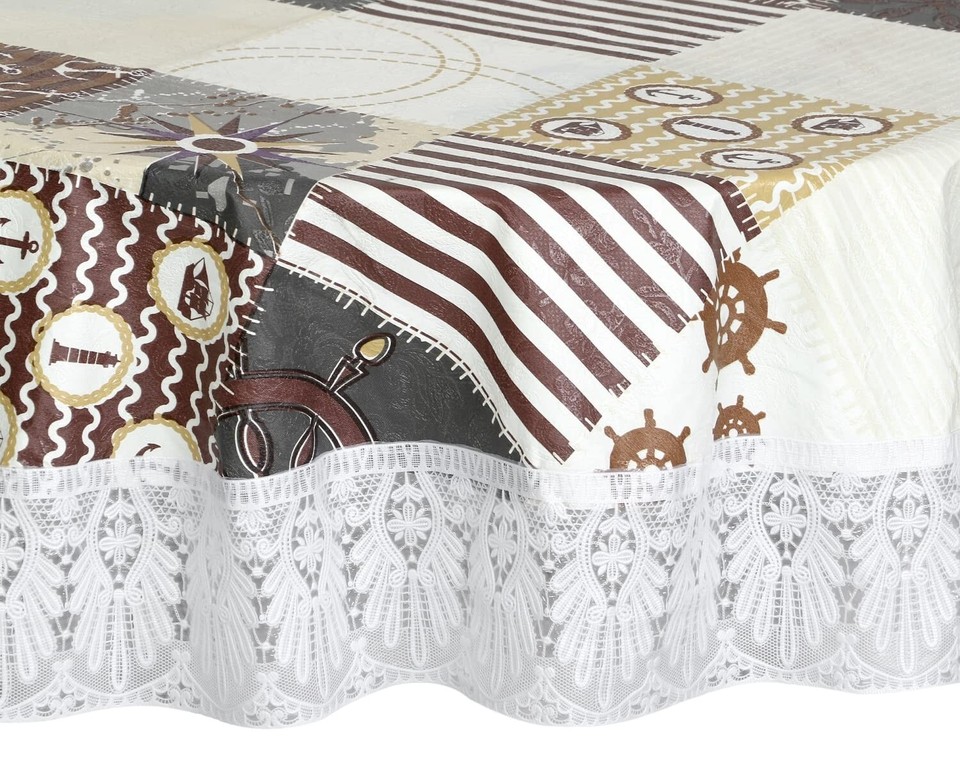 Oval Shaped WxL 54x78 Inch 4 Seater Table Cover Waterproof PVC Compass ...