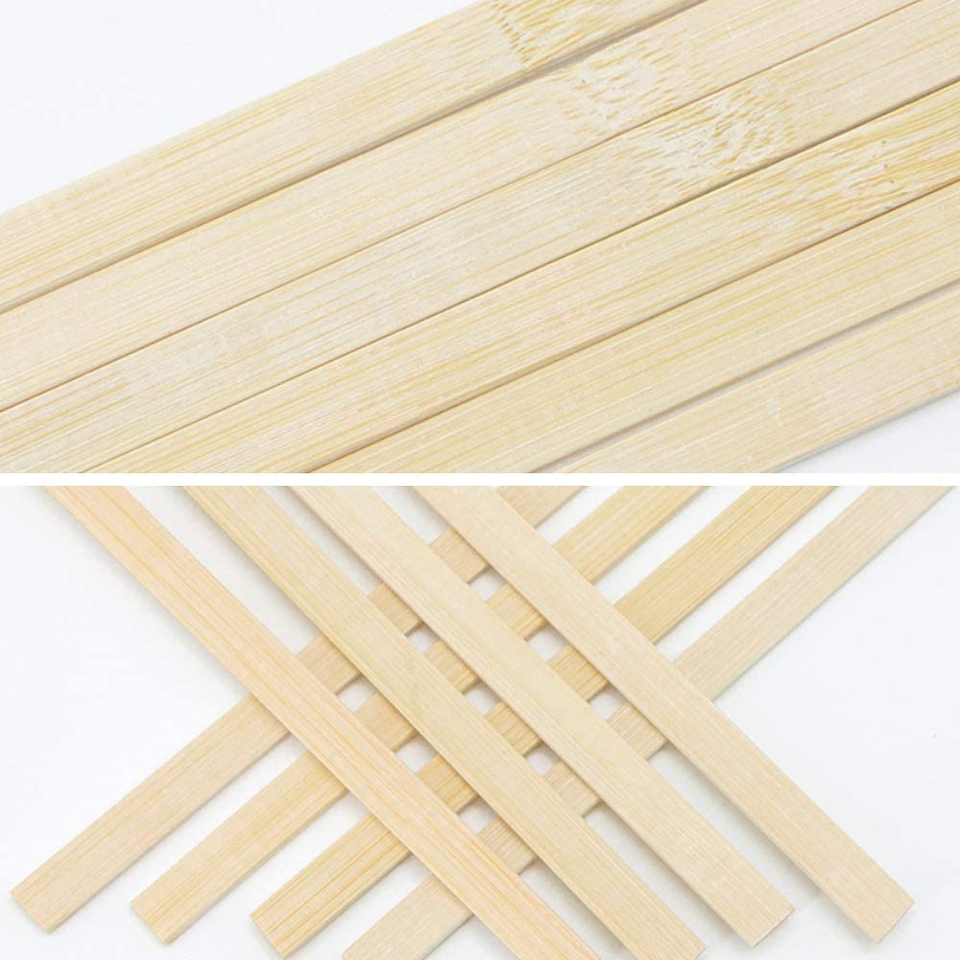 50 Pcs Natural Bamboo Thin Wood Strips 15.5 Inches Long Craft Popsicle ...