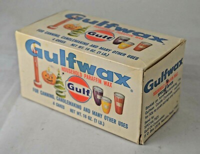 Gulf Oil Co "Gulfwax" Household Paraffin Wax One Pound Box Only 5 1/8 ...