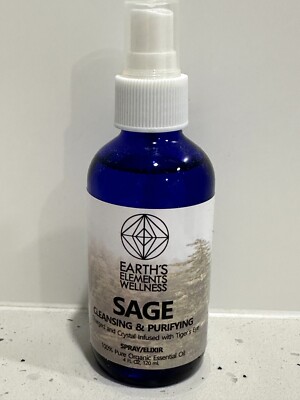 Earth Elements Organic Sage Spray, 100% Pure Essential Oil 120ml (4 fl ...