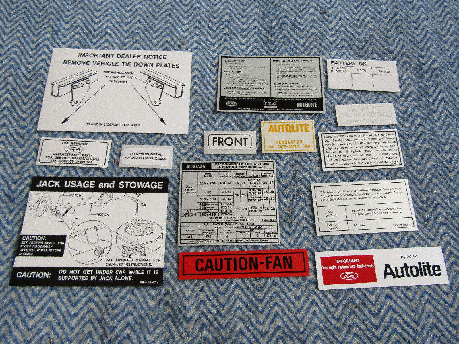 1969 FORD MUSTANG or MACH 1 GT DECAL TAG KIT | eBay