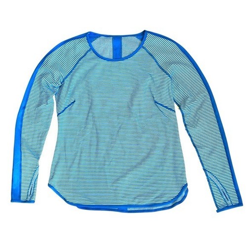 Lululemon Women’s 12 Blue White Stripe Runder Under Reversible Top Long ...