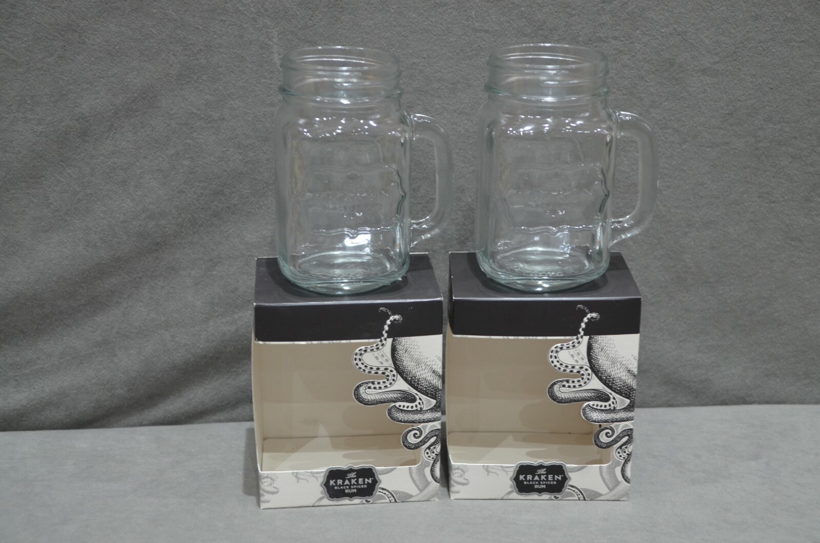 2x The Kraken Black Spiced Rum Heavy Glass Tankard Mason Jar Christmas ...