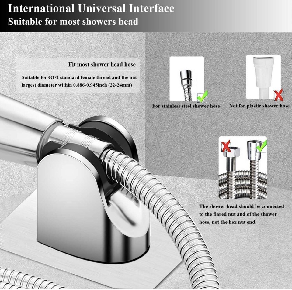 Bathroom Shower Head Holder Wall Mount Bracket Hook Self-adhesive RV ...