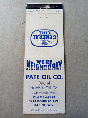 Vintage Matchbook: Pate Oil Co, Humble Oil, General Tire, Racine, WI | eBay