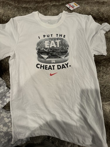 Nike Dri Fit “I Put The Eat In Cheat Day” Shirt DD6920-100 White Men’s ...