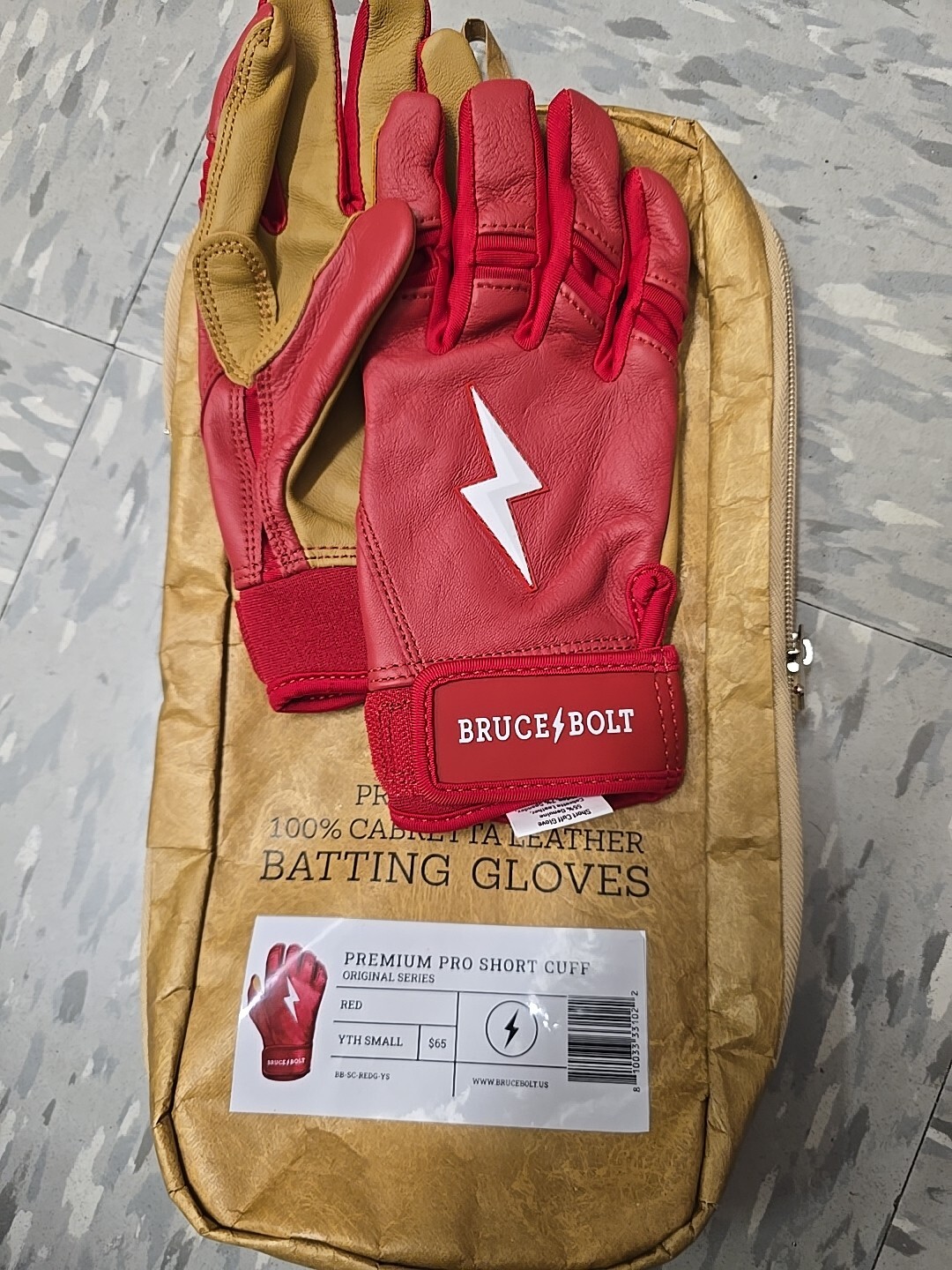 BRUCE BOLT YOUTH Premium Pro Short Cuff Batting Gloves - SMALL Red | eBay