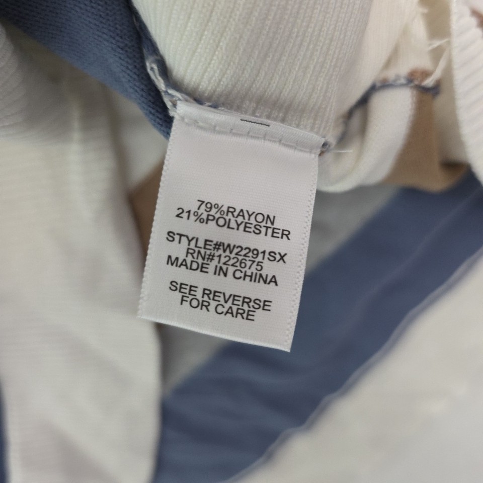 Lety & Me Woman’s Blue , White, Grey Striped Lightweight Side Button ...