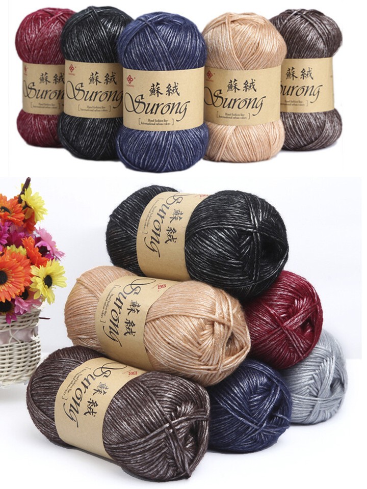 100g Roll Silk Cotton Hand Knitting Yarn Crochet Hand Thick Wool Thread ...